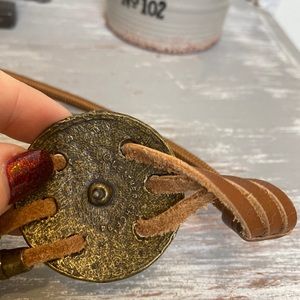 Vintage | Accessories | Vintage 9s Rope Belt Aztec Emblems Real Leather ...